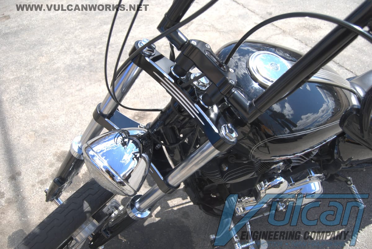 41mm Wide Billet Triple Tree Set, Through Hole Top Tree, Gloss Black ...